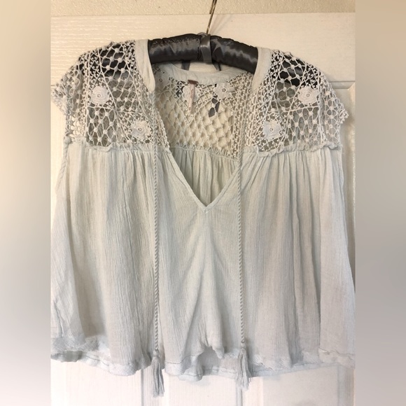 Free People | Tops | Baby Blue Free People Blouse | Poshmark
